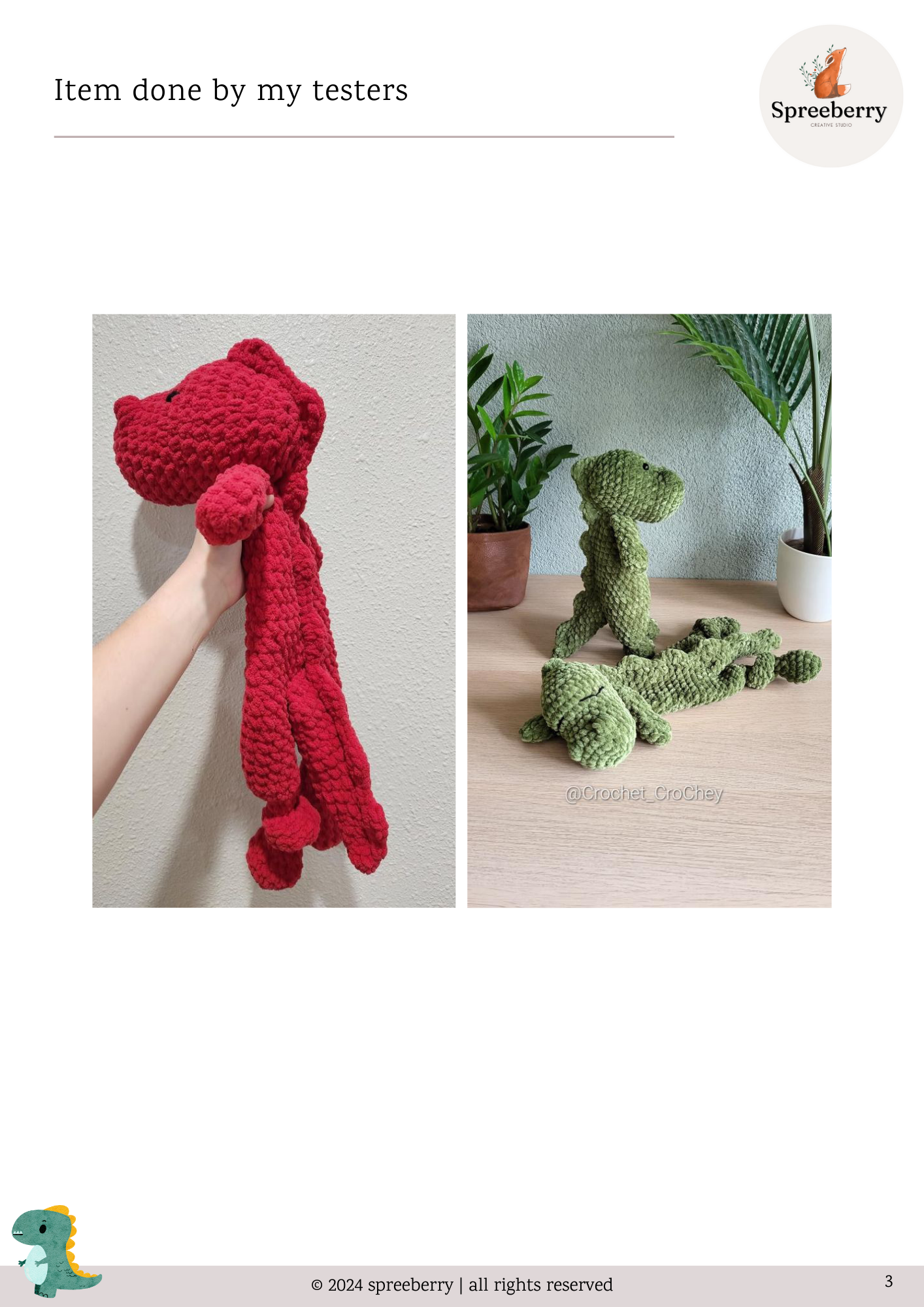 Crochet Pattern: Big Dinosaur T-Rex Snuggler – Spreeberry