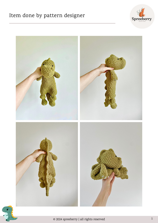 Crochet Pattern: Big Dinosaur T-Rex Snuggler – Spreeberry