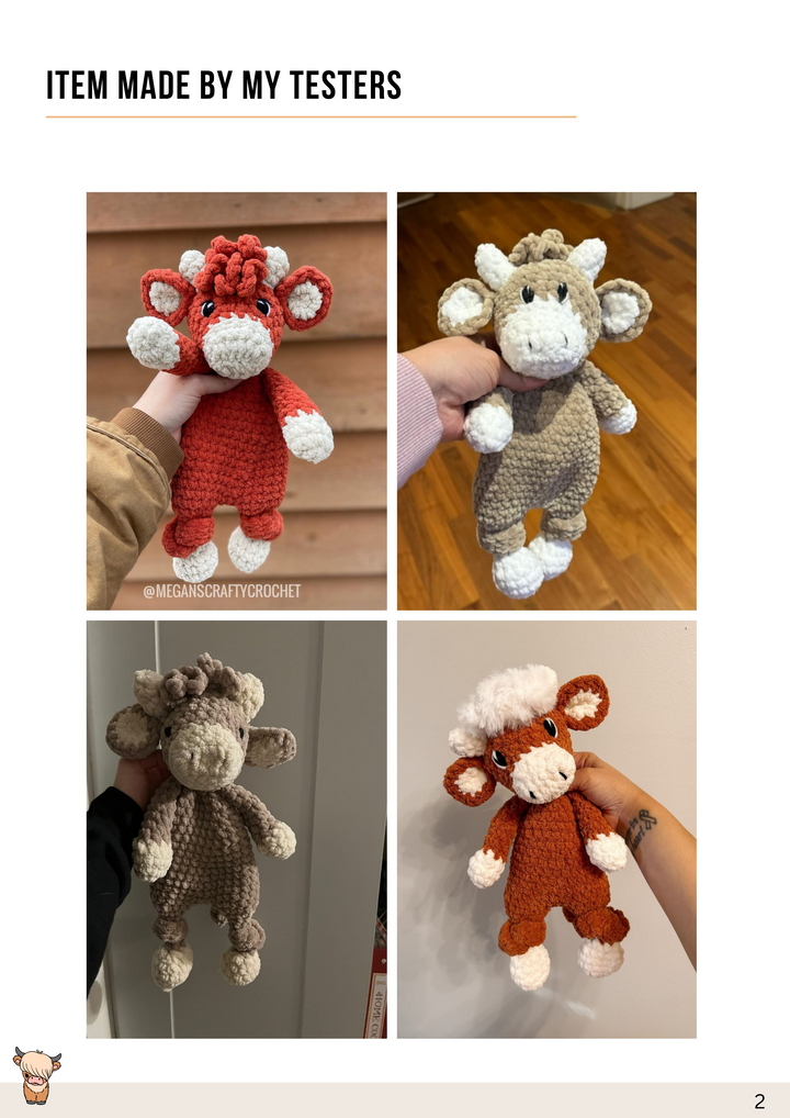 Crochet Pattern: Highland Cow Snuggler – Spreeberry